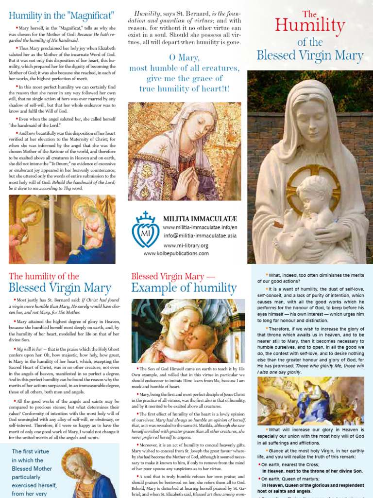 Humility of The Blessed Virgin Mary | PDF | Humility | Mary, Mother Of ...