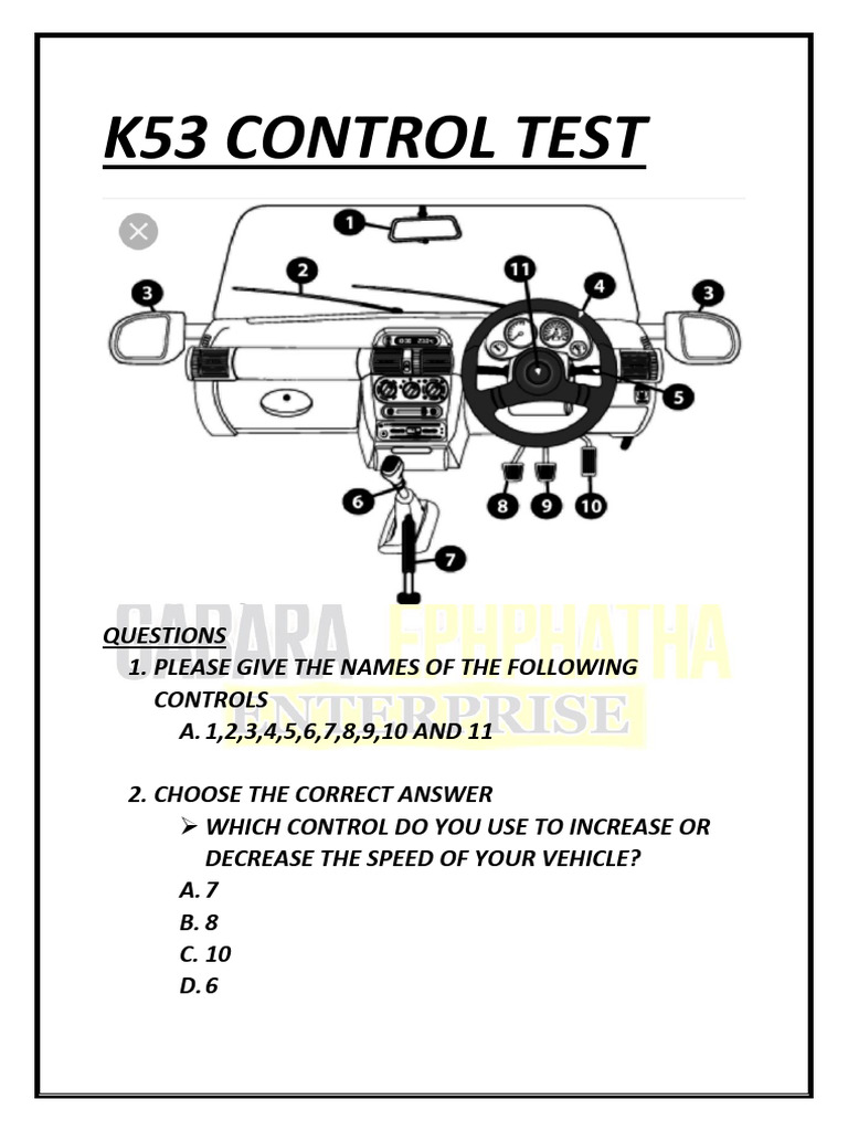 k53 Control Test-1 | PDF