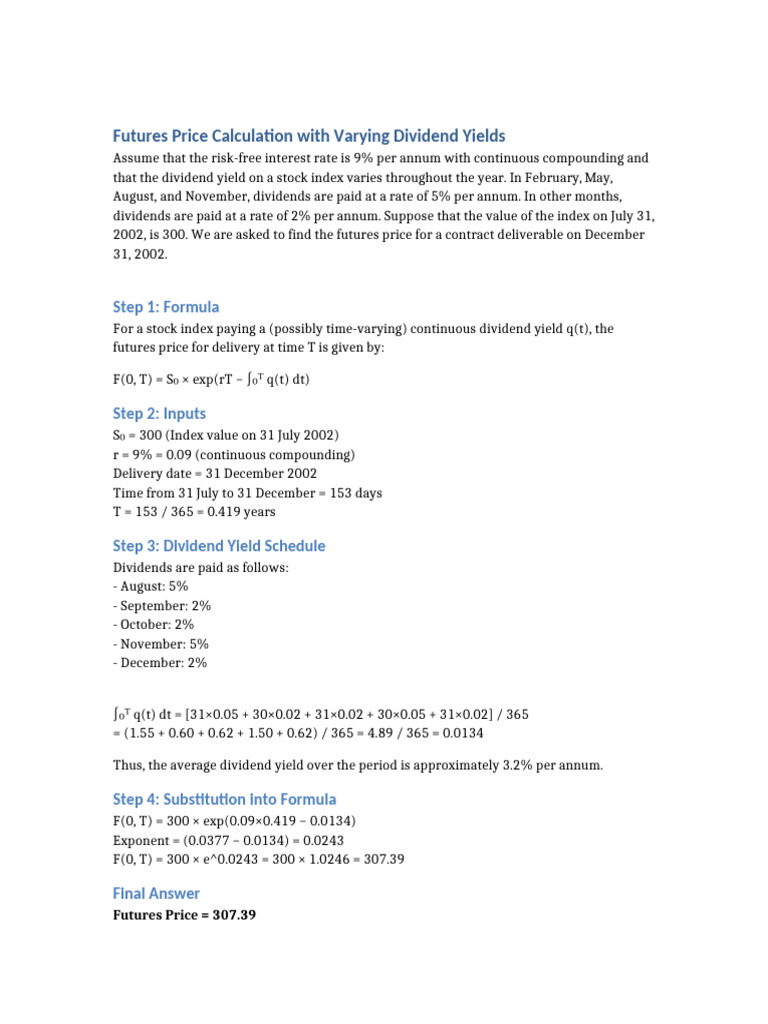 Futures Price Calculation & FX Arbitrage | PDF | Futures Contract ...