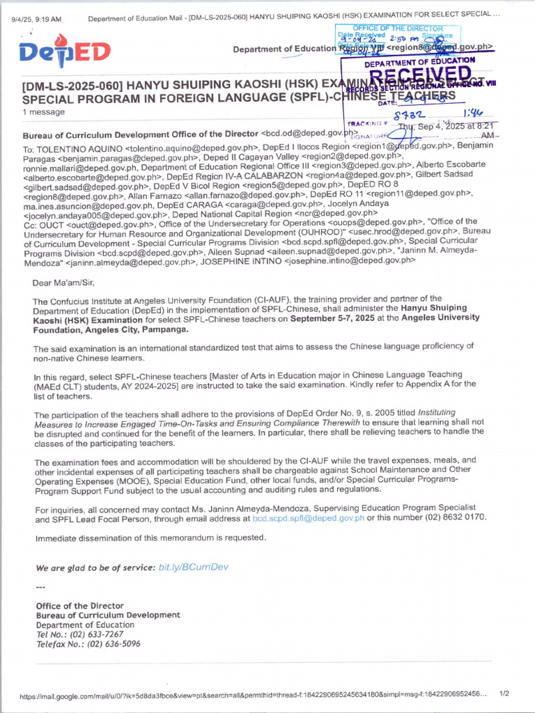 Memo DM LS 2025 060 | PDF