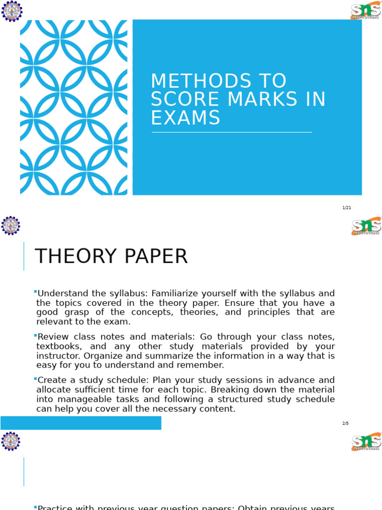 Methods To Score Good Marks | PDF | Learning | Cognition