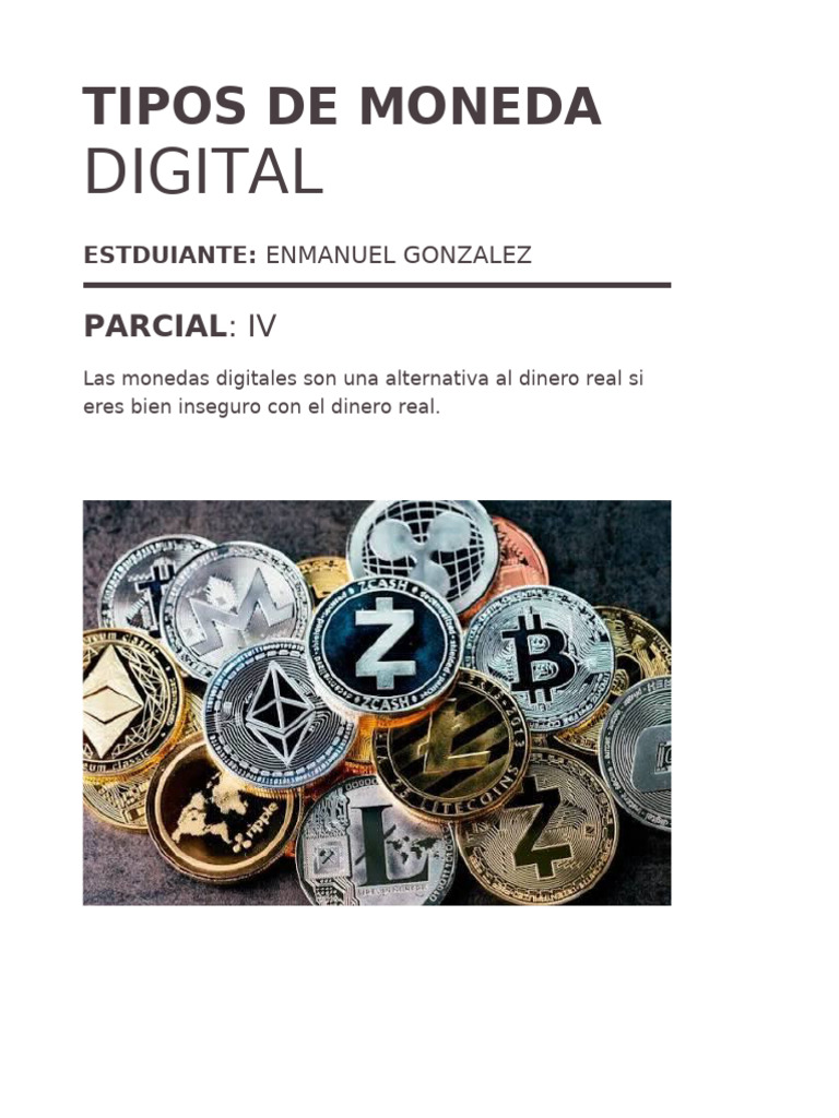 Tipos de Monedas Digitales Explicadas | PDF | Bitcoin | Criptomoneda