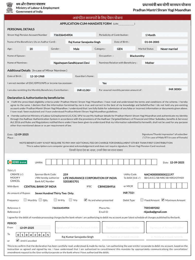 Mandate Form 736336454904 | PDF