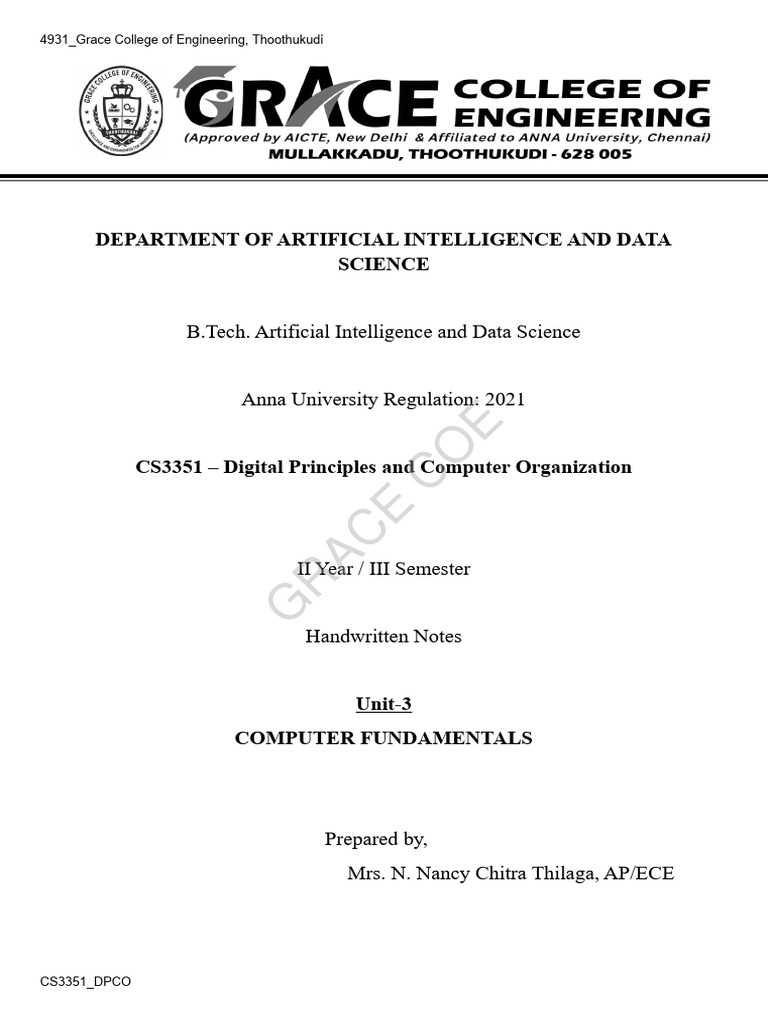 III AI-DS CS3351 DPCO Unit3 | PDF | Computing