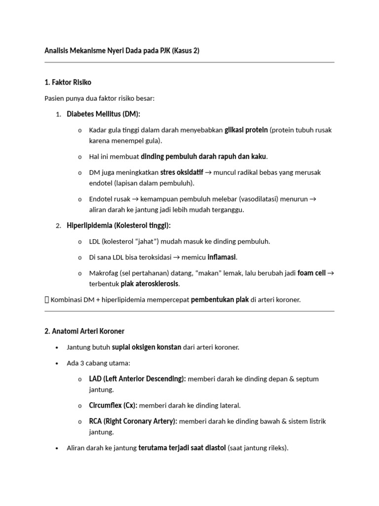 Analisis Mekanisme Nyeri Dada Pada PJK | PDF