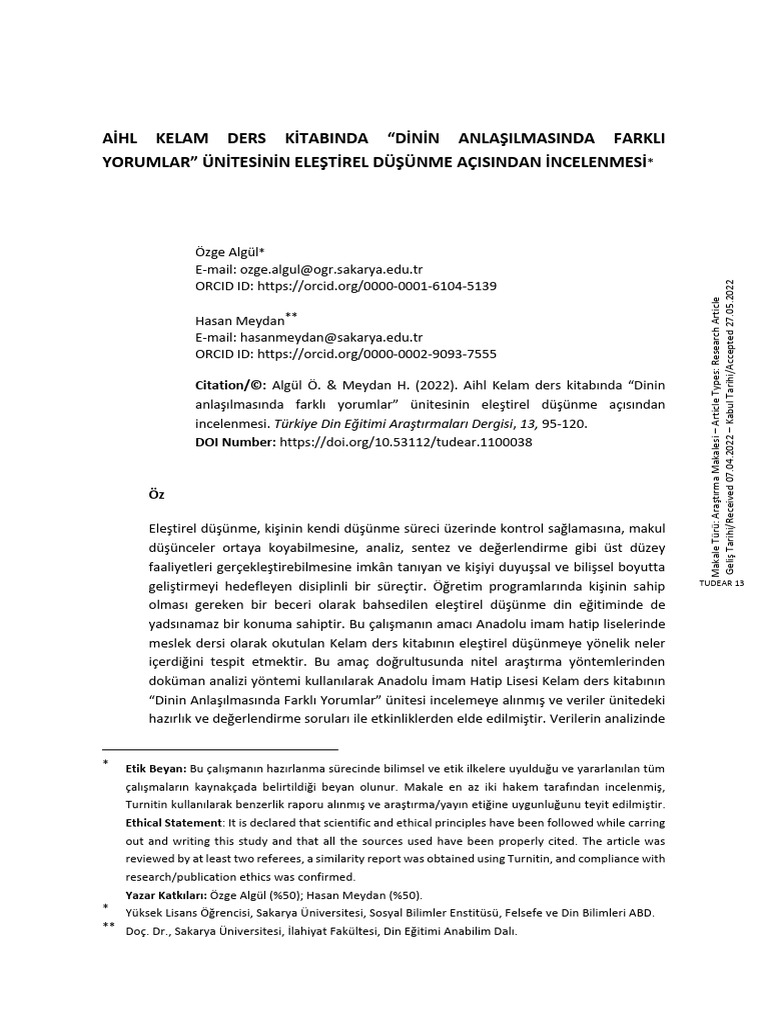 Aihl Kelam Ders Kitabında "Dinin Anlaşılmasında Farklı Yorumlar ...