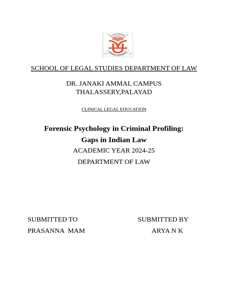 Forensic Psychology in Criminal Profiling | PDF | Offender Profiling | Crimes