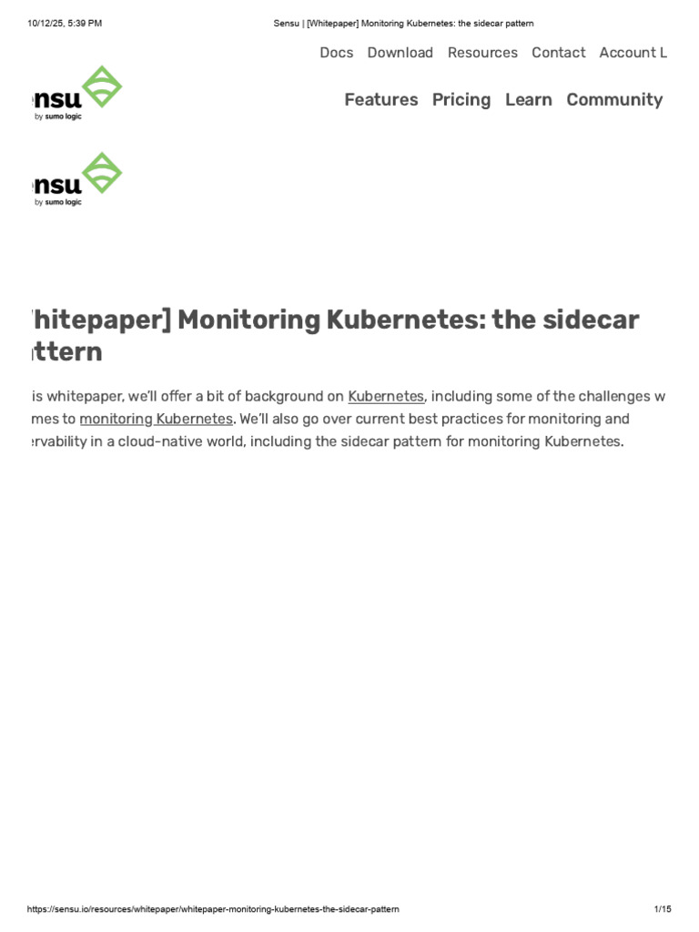 Kubernetes Monitoring: Sidecar Pattern Guide | PDF | Information ...
