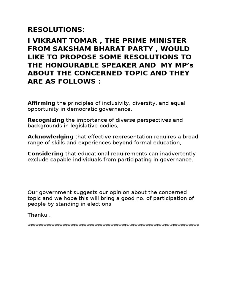 Resolutions for Inclusive Governance | PDF