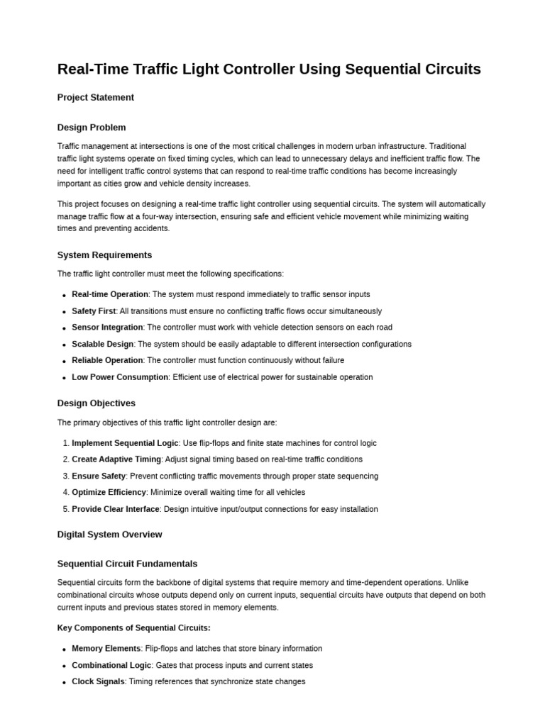 Traffic Light Controller Sequential Circuits | PDF | Traffic Light ...