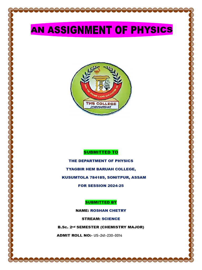 Assignment of Physics 2nd Semester | PDF