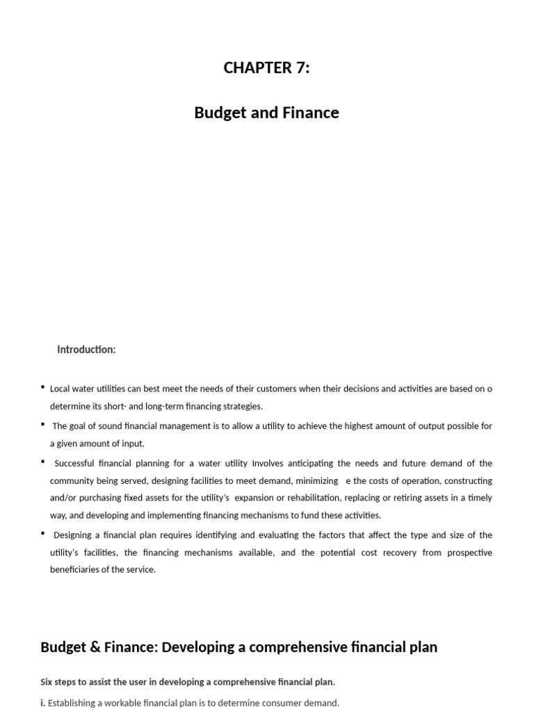 CHAPTER 7 Budget and Finance (1) | PDF | Public Utility | Subsidy
