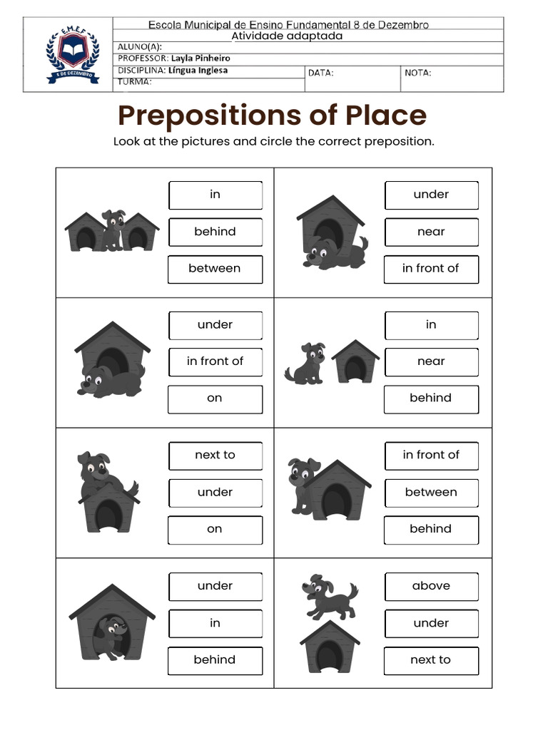 Prepositions of Place Vocabulary Worksheet in Colorful Simple Style ...