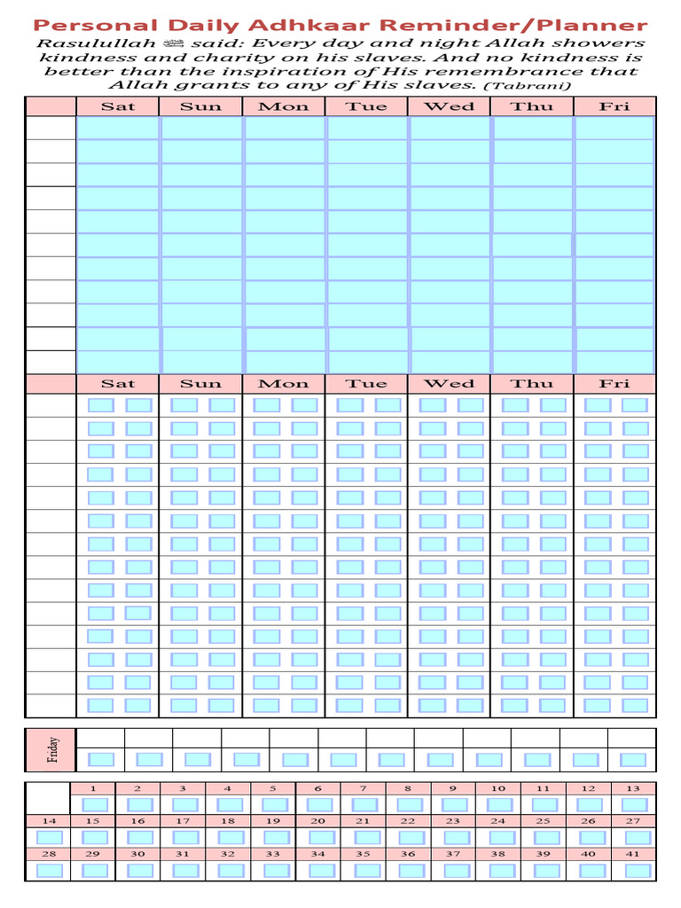Daily Adhkaar Planner & Reminder | PDF | Semitic Words And Phrases | Prayer