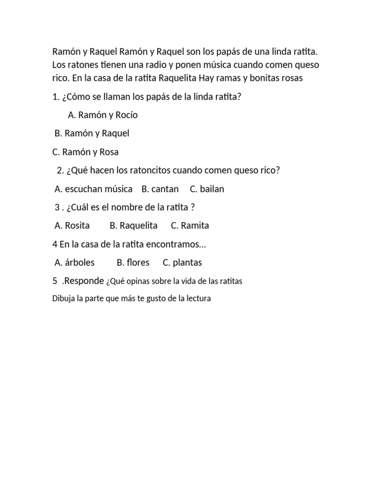 Ramón y Raquel Ramón y Raquel Son Los Papás de Una Linda Ratita | PDF