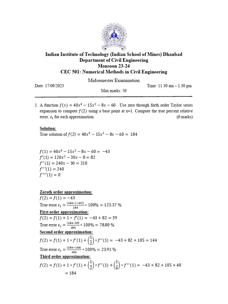 Nmce Midsem 2023 Compressed Pdf Finite Difference Mathematics Of