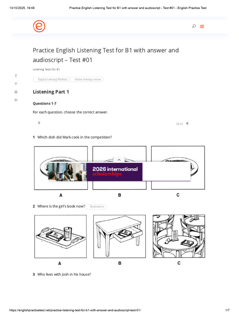 B1 English Listening Test #01 | PDF