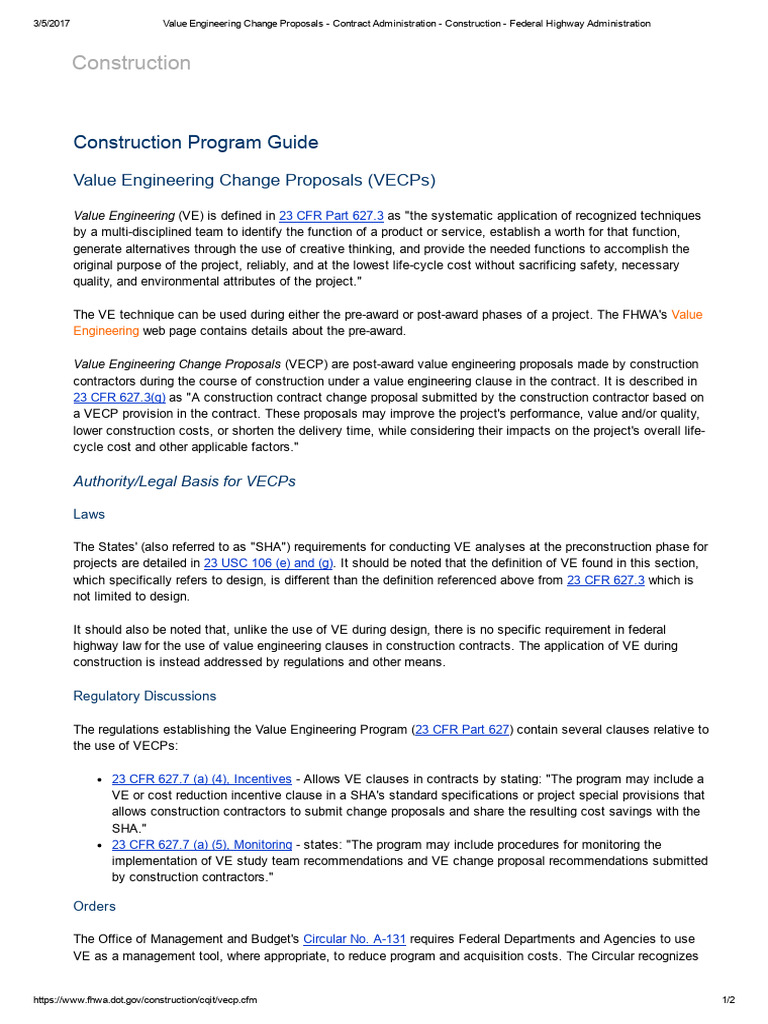 Value Engineering Change Proposals Guide | PDF | Business