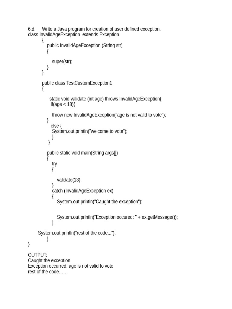 EXP 6D User Defined Exception | PDF