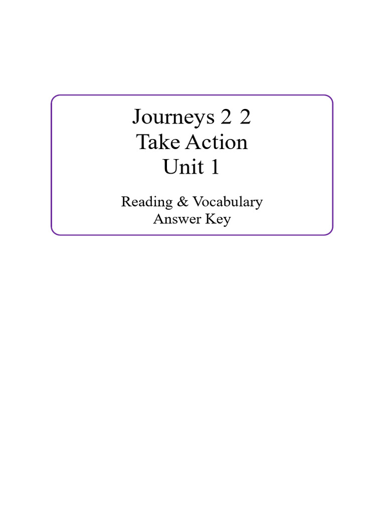 Journeys 2-2 Reading & Vocabulary Key | PDF | Reading Comprehension ...