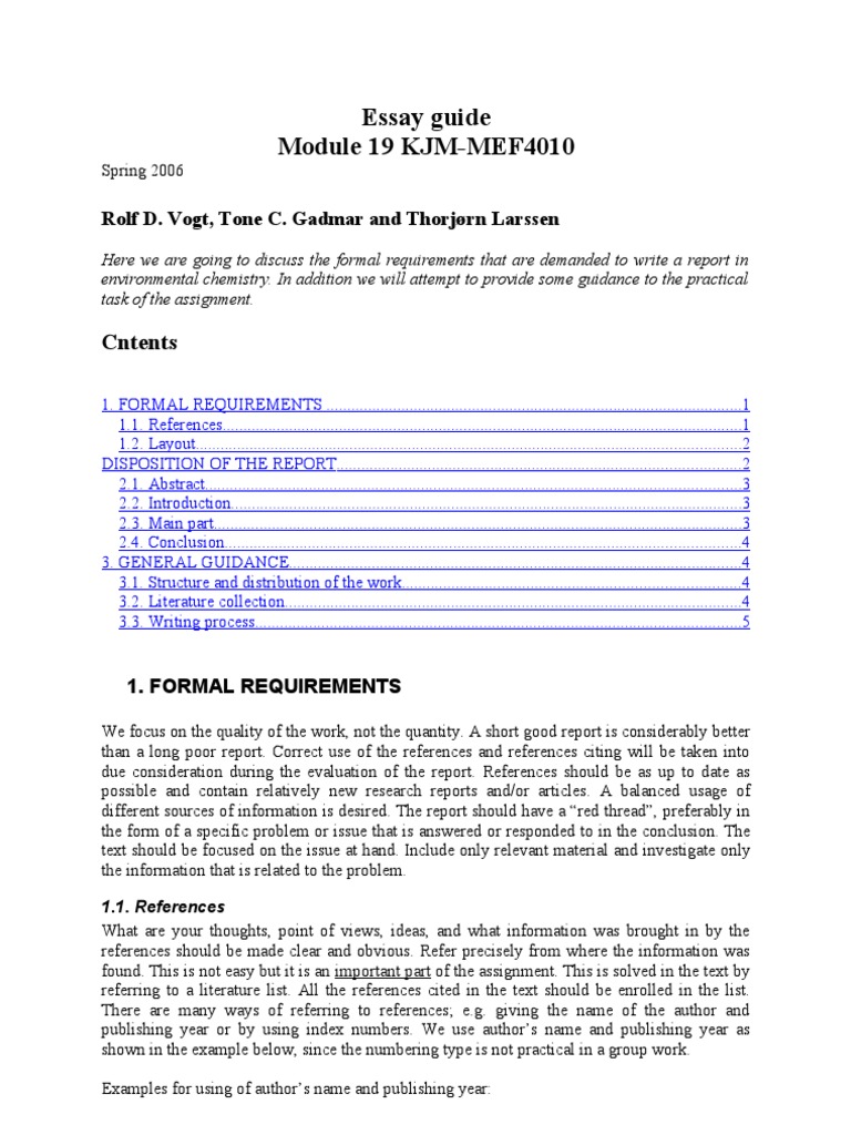 Essay Guide Module 19 KJM-MEF4010: Cntents | PDF | Libraries | Abstract ...