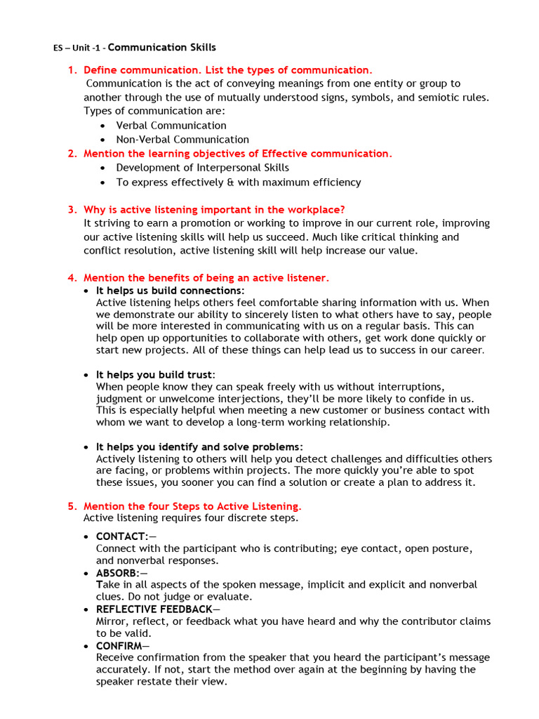 Effective Communication Skills Guide | PDF | Communication | Nonverbal ...