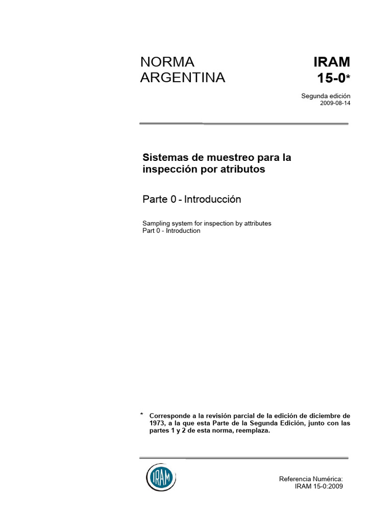 Iram 15 | PDF | Muestreo (Estadísticas) | Organización internacional ...