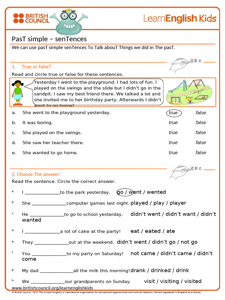 Past Simple Sentences Practice | PDF | Language Mechanics | Syntax