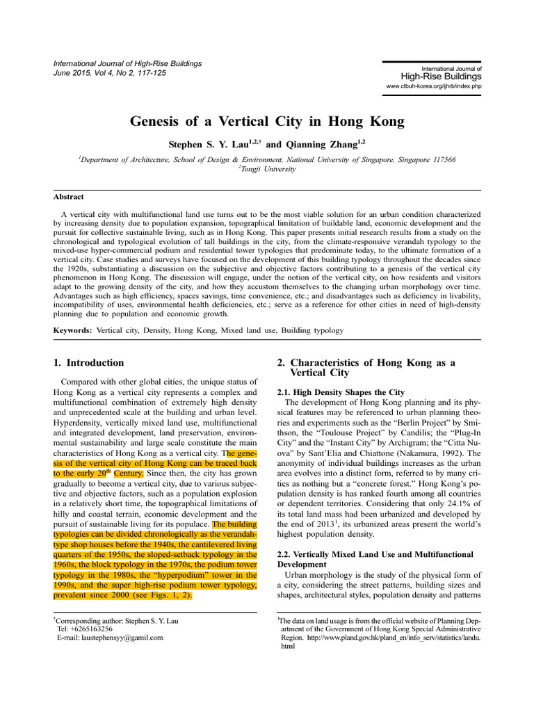 Genesis of A Vertical City in Hong Kong | PDF | City | Hong Kong