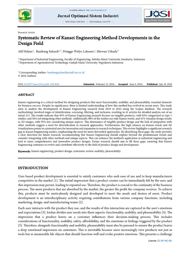 Systematic Review of Kansei Engineering Method Dev | PDF | Usability ...