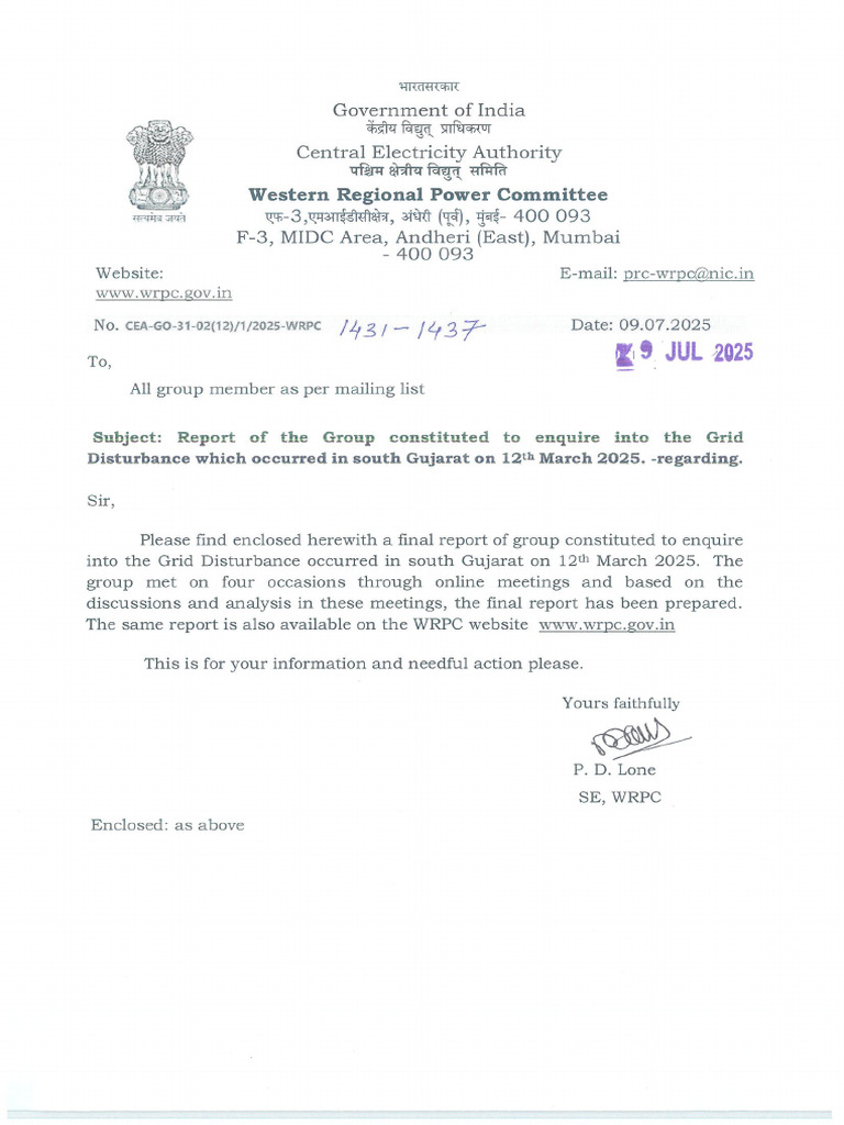 Gujarat Grid Disturbance Report 2025 | PDF | Electrical Grid | Electric ...