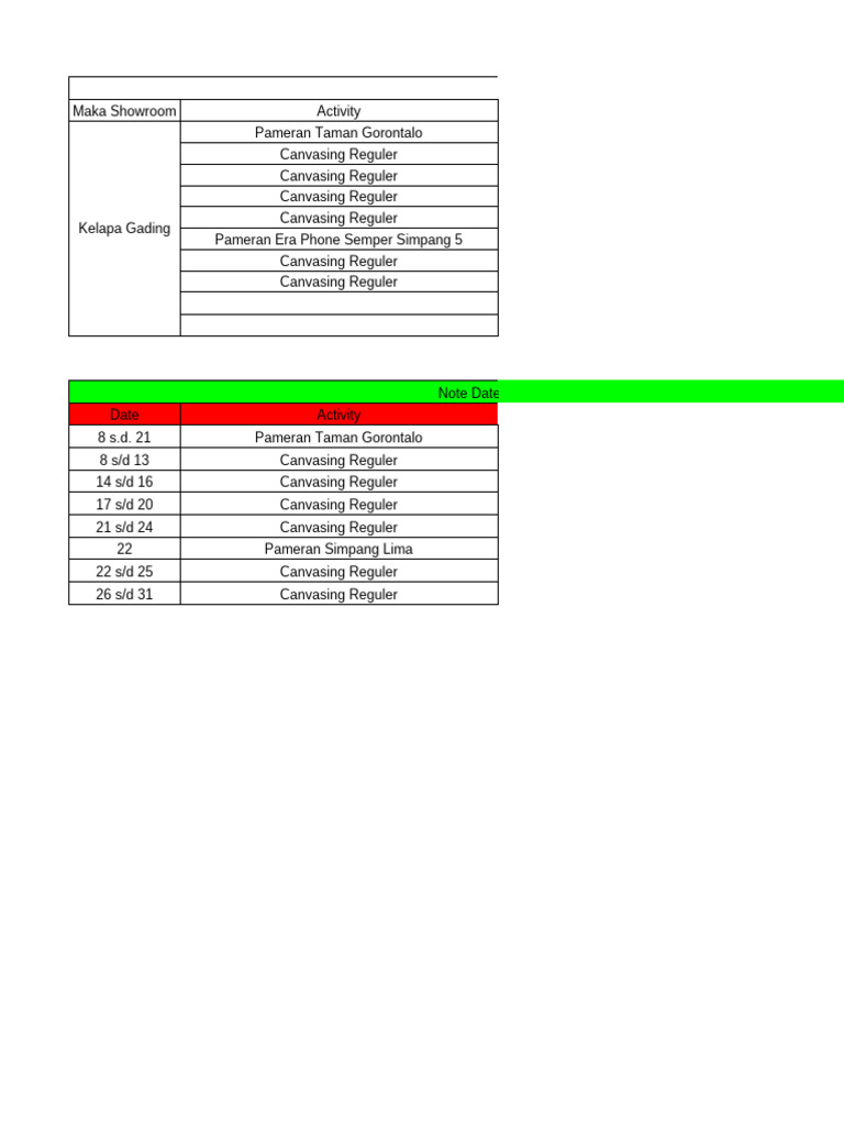 April 2025 Showroom Activities Schedule | PDF