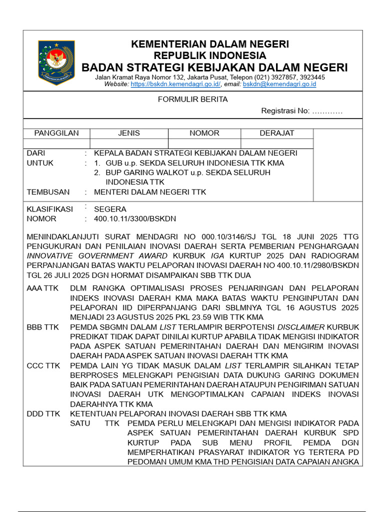 Radiogram Perpanjangan Tahap 2 IID 2025 | PDF