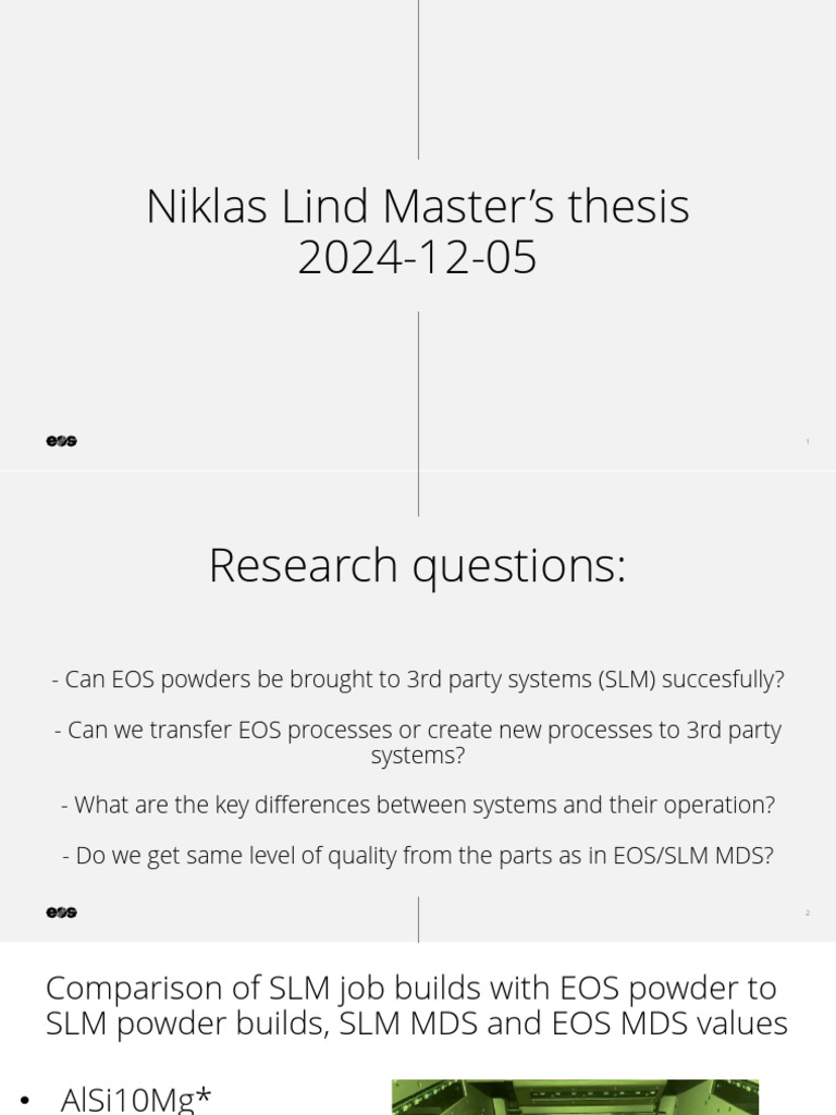 Niklas LIND Thesis EOS Materials on SLM Systems | PDF | Yield ...