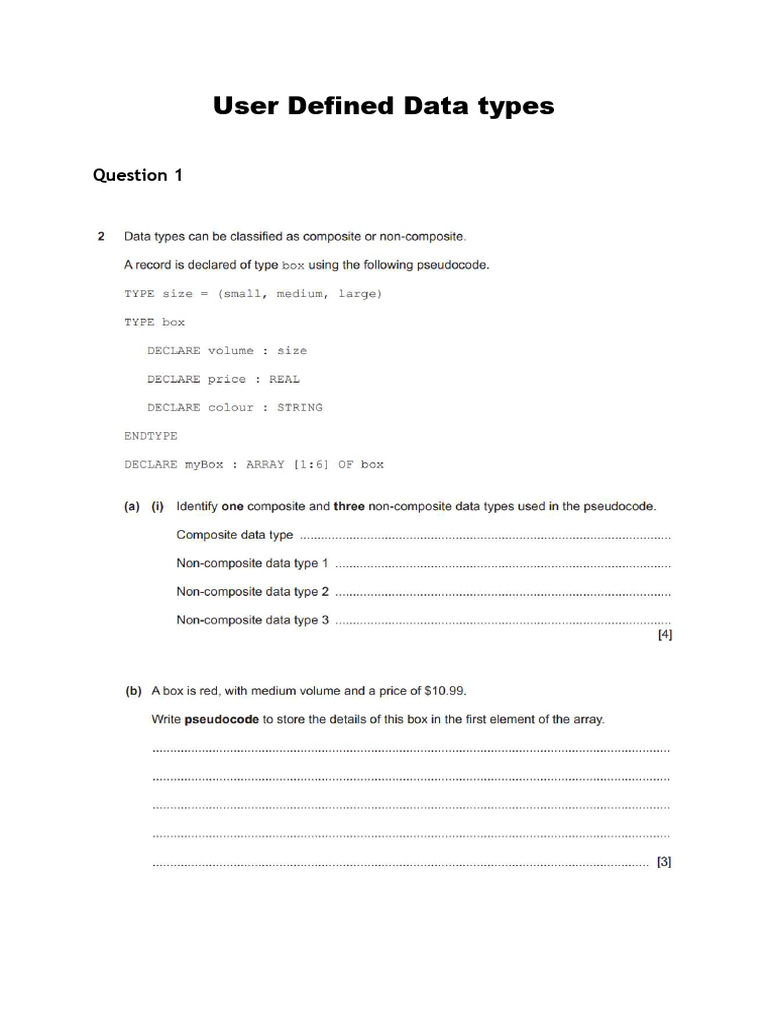 13.1 User Defined Data Types Final | PDF