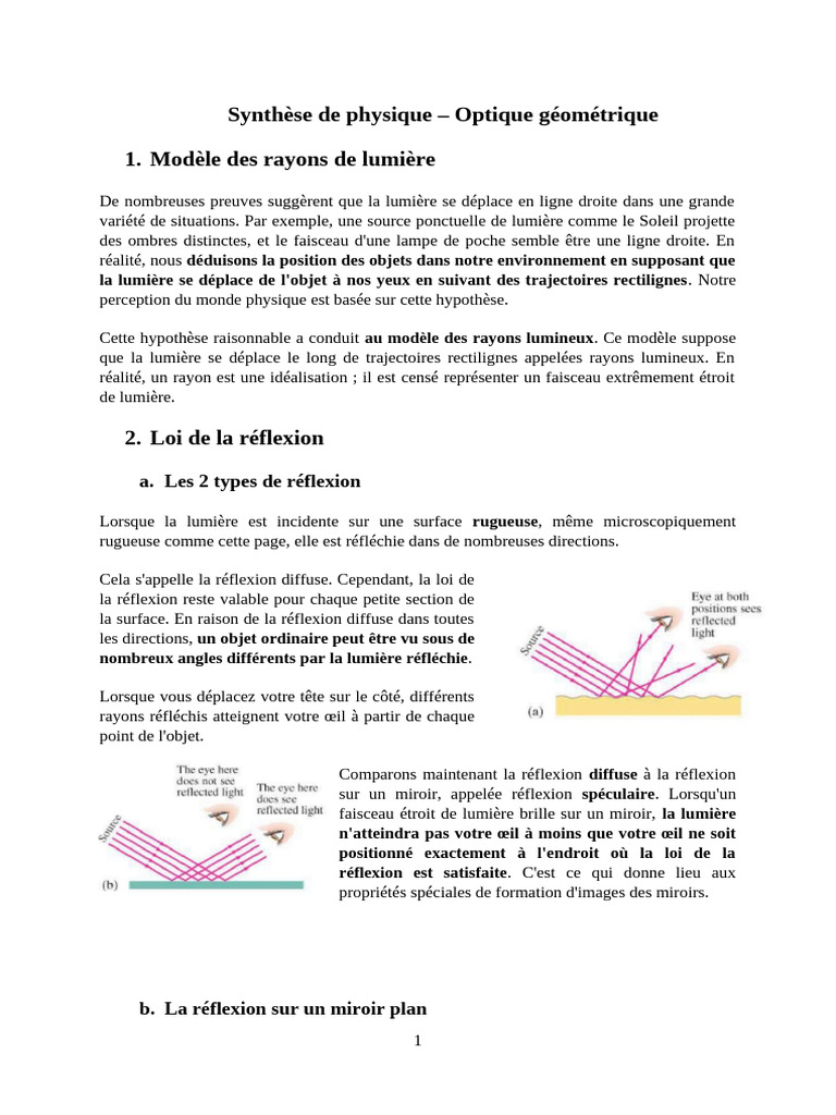 Introduction à l'optique géométrique | PDF | Réfraction | Indice de ...