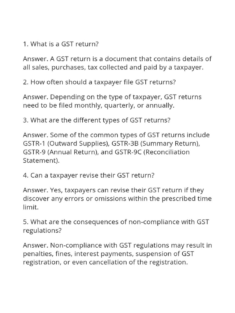 GST Interview Questions | PDF