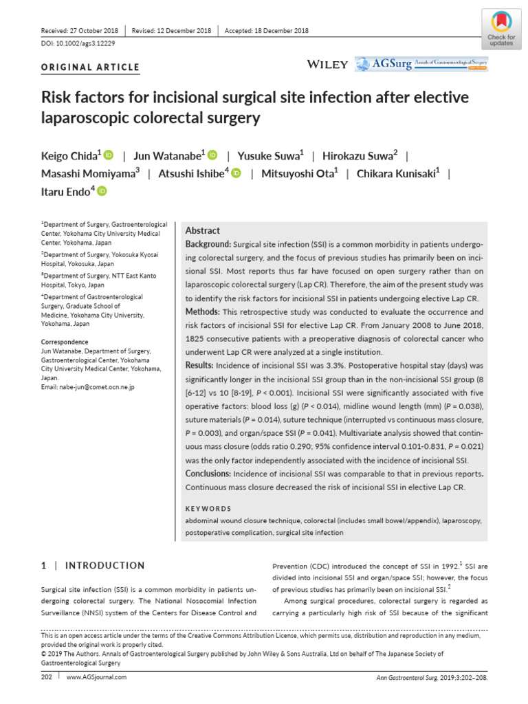 Risk Factors For Incisional Surgical | PDF | Surgery | Medicine