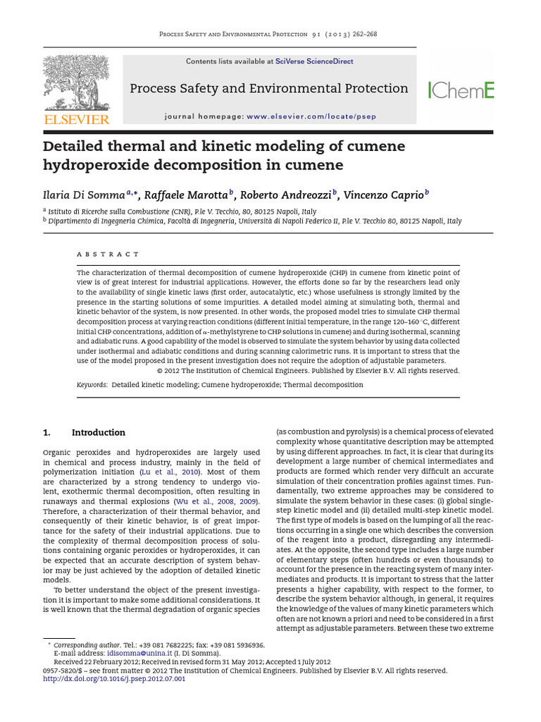 Detailed Thermal and Kinetic Modeling of | PDF | Gases | Chemical Reactions