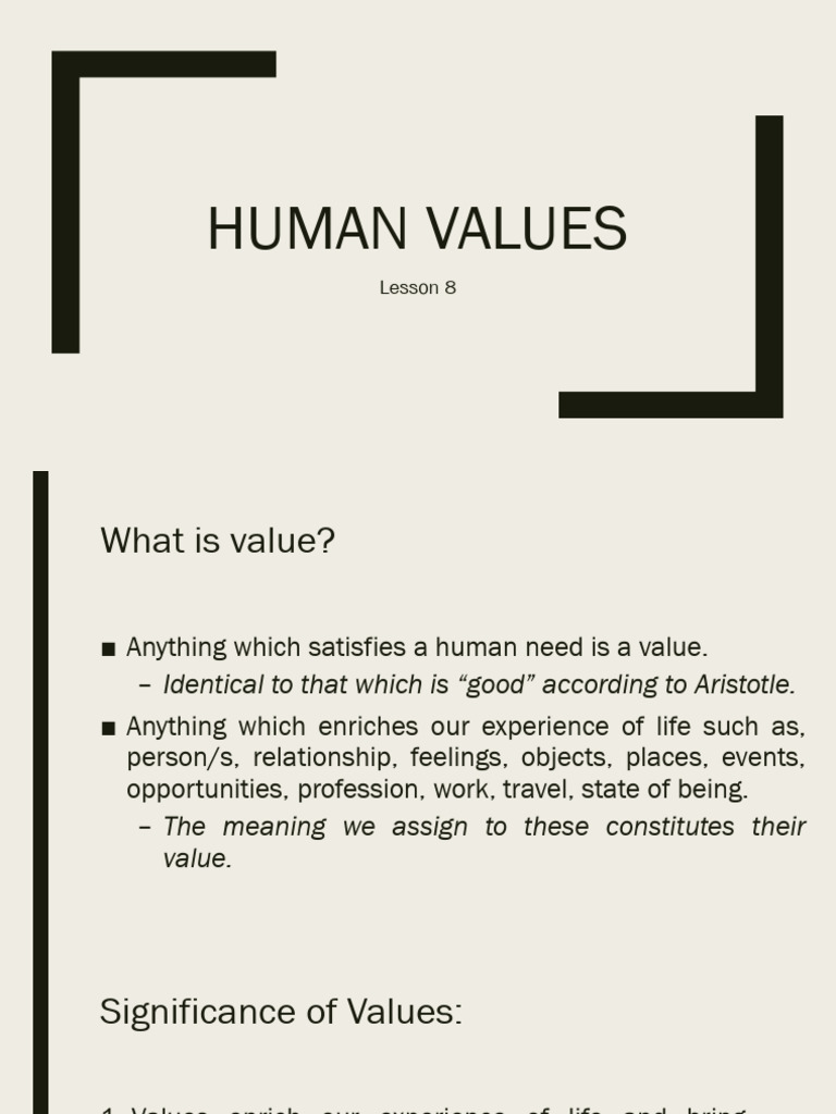 Lesson 8 Human Values 1s22 | PDF | Value (Ethics) | Happiness