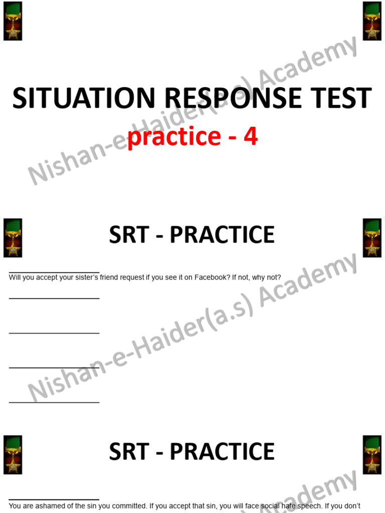 SRT Practice Set Overview | PDF
