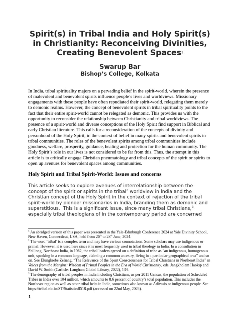 Tribal Spirits and the Holy Spirit | PDF | Trinity | God