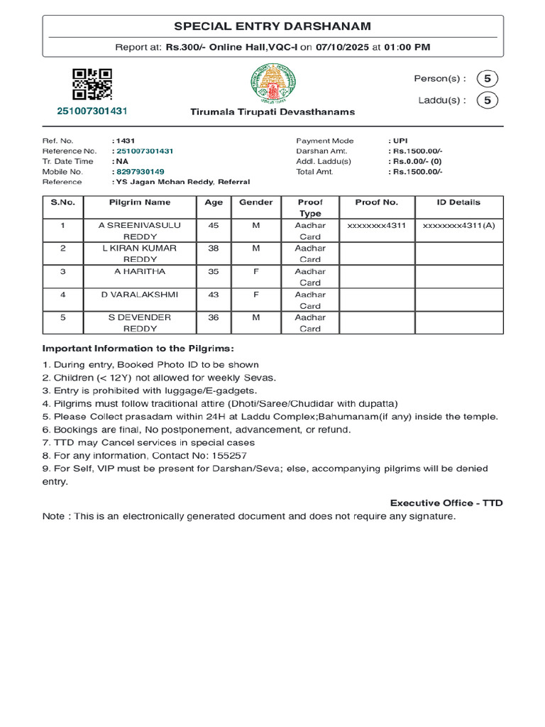 Confirmation Ticket TTD | PDF