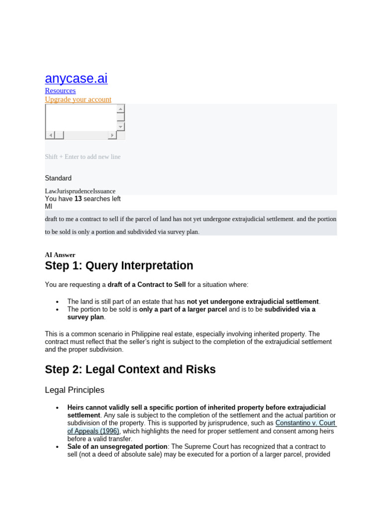 Contract to Sell Undivided Land Portion | PDF | Deed | Prices