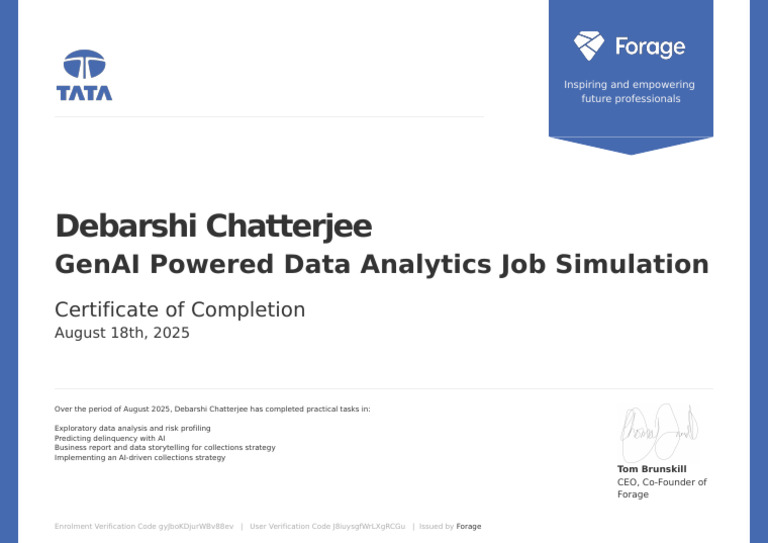 Tata Cir Data Analytics Completion | PDF