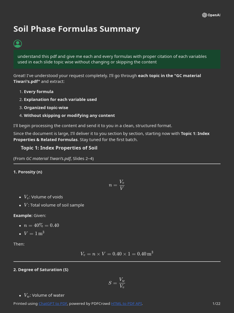 Soil Phase Formulas Described | PDF | Soil Mechanics | Soil
