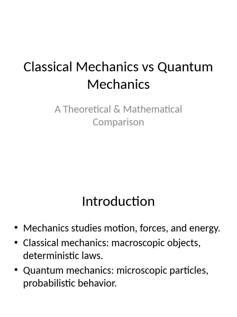 Classical Vs Quantum Comparison Math | PDF
