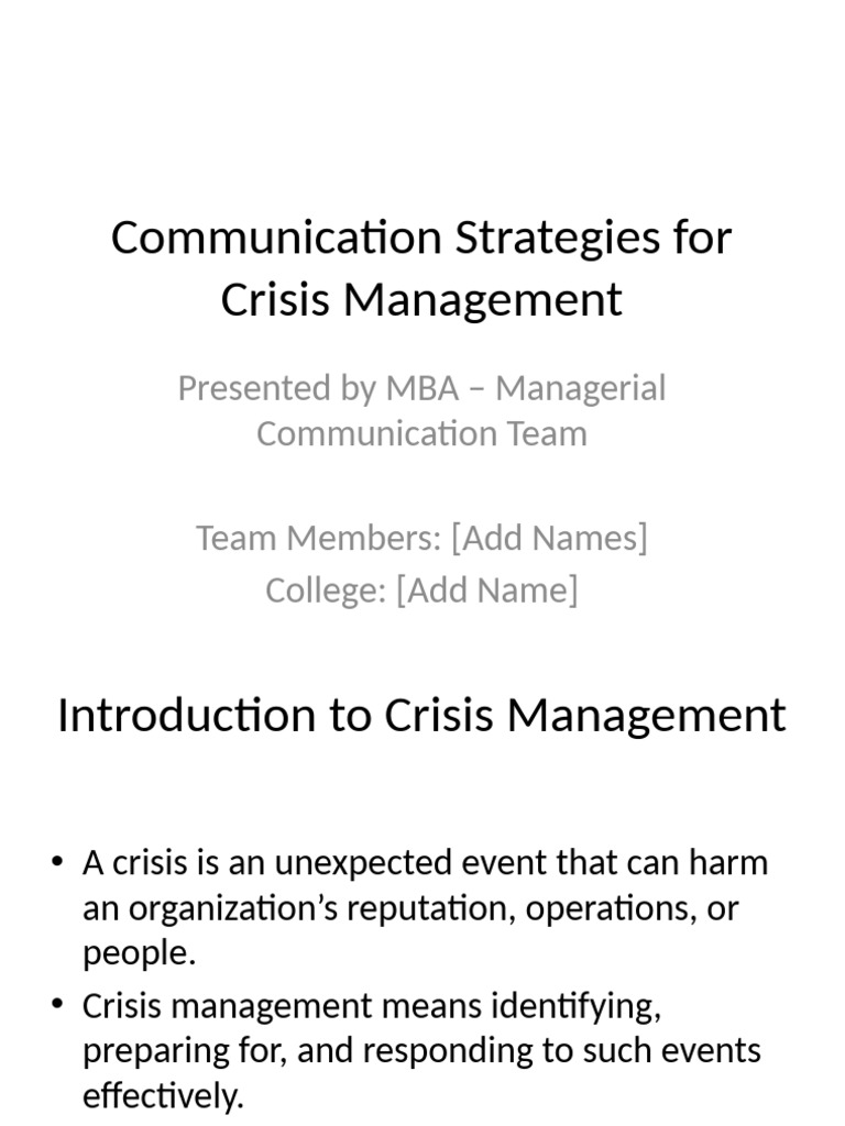 Crisis Management Communication Strategies | PDF