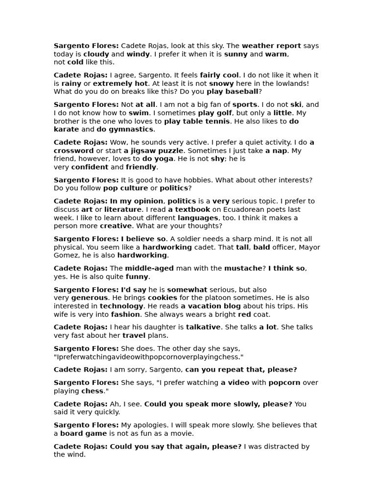 Dialogue Unit 3 | PDF