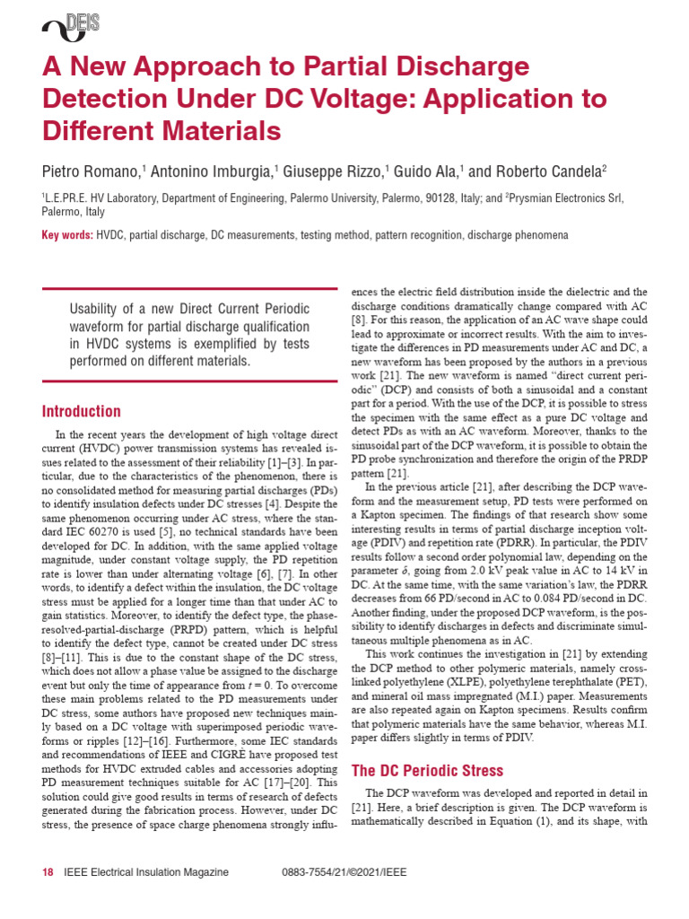 A New Approach To Partial Discharge Dete | PDF | Alternating Current ...